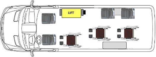 Ford Transit 350 Heavy Duty Paratransit Wheelchair Lift Layout Options