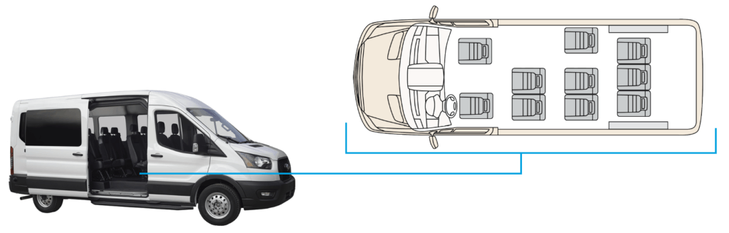 10-Passenger Ford Transit School Van - Driverge Vehicle Innovations